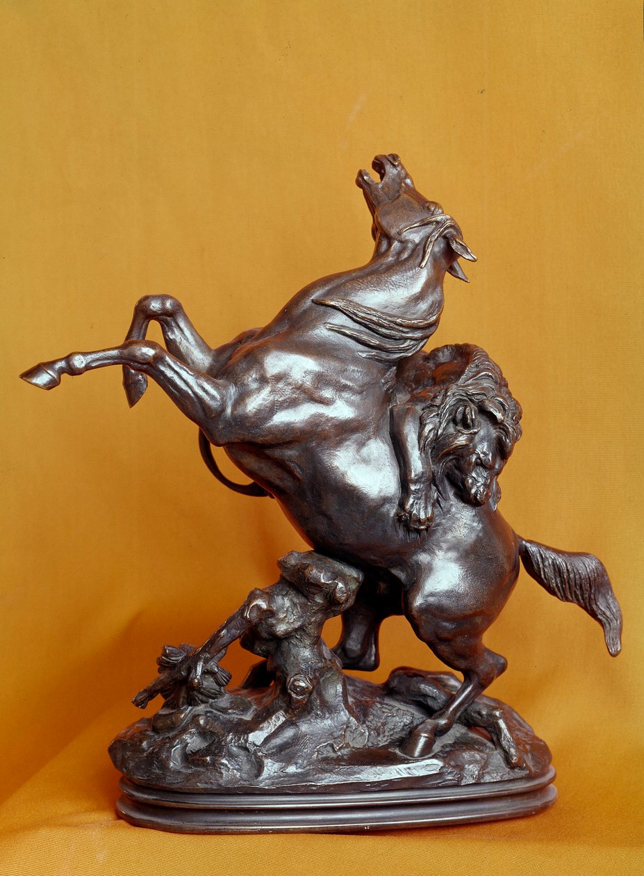 Lion Attacking a Horse Bronze sculpture by Antoine Louis Barye 19th ...