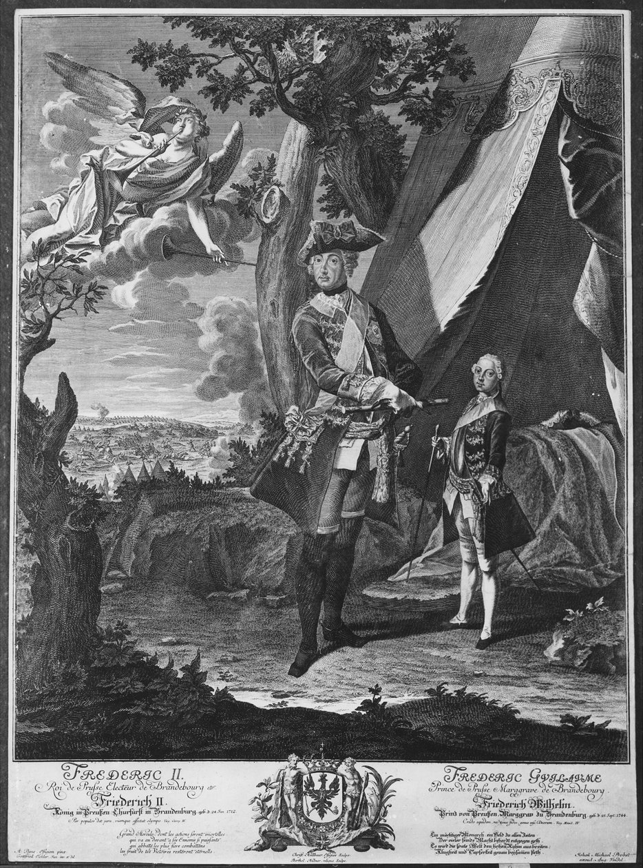 Frederick II and His Nephew Frederick William II, Engraved by Johann Probst