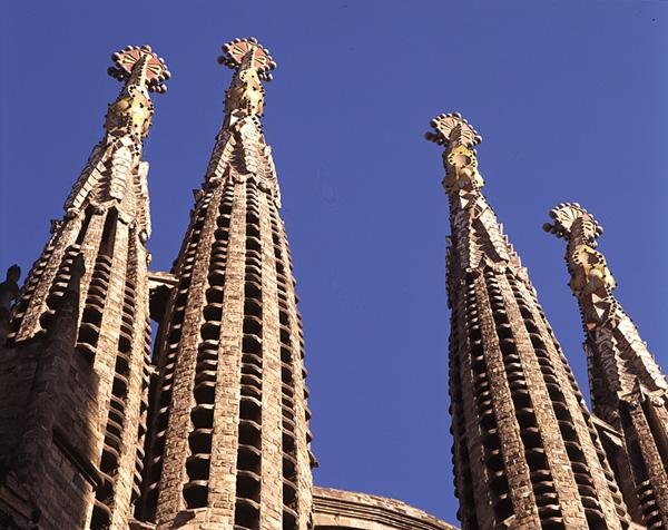 Spires from La Sagrada Familia, church begun in 1882