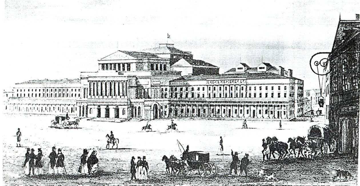 View of the Grand Theatre, Warsaw, engraved by Adam Pilinski