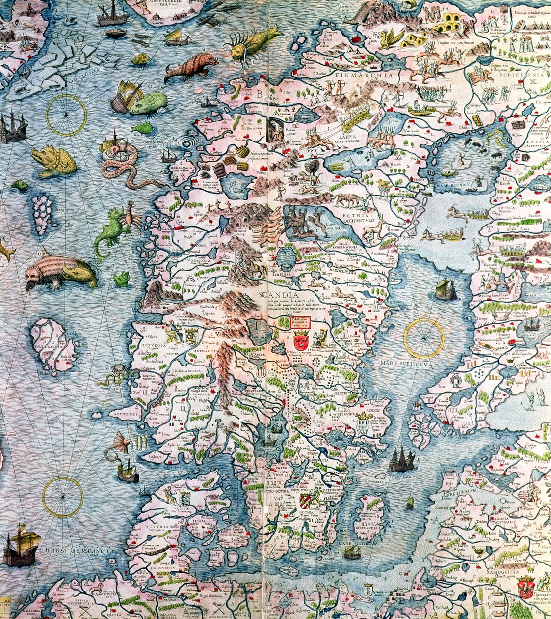 Scandinavia, detail from the Carta Marina by Olaus Magnus