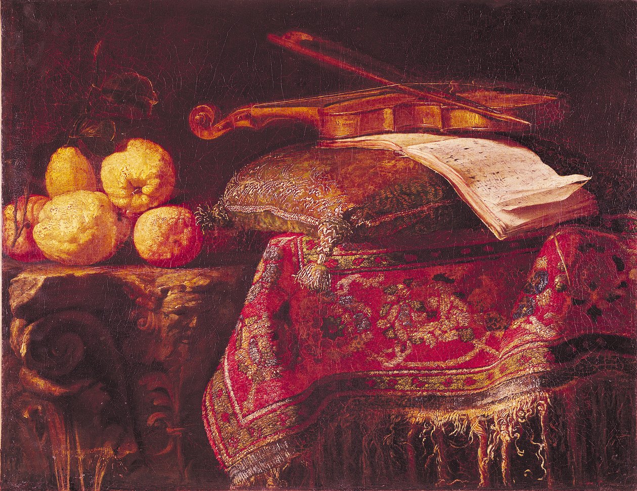 Still Life of Fruit and Musical Instruments
