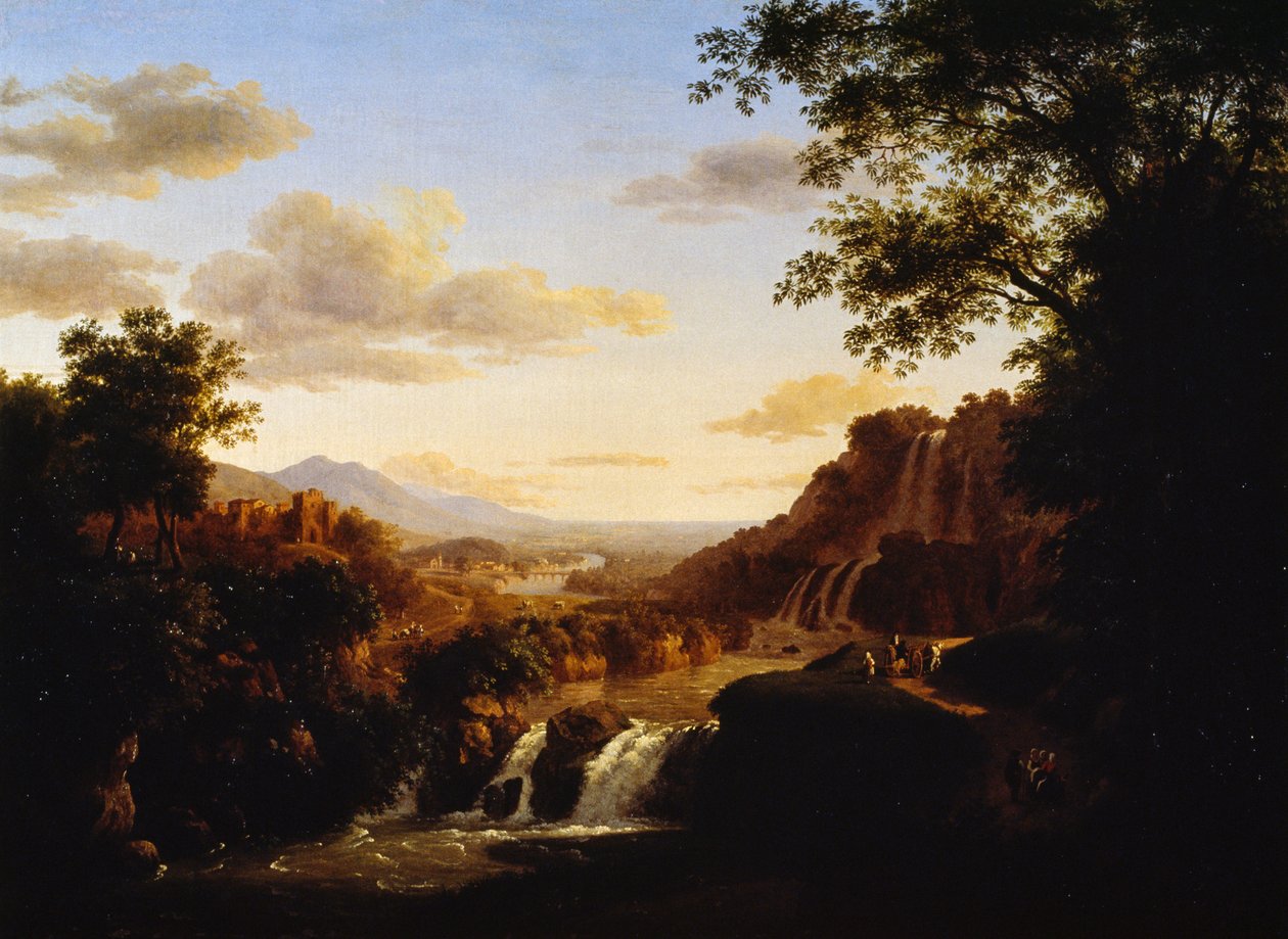 Landscape with waterfall by Antonio Marinoni: Fine art print