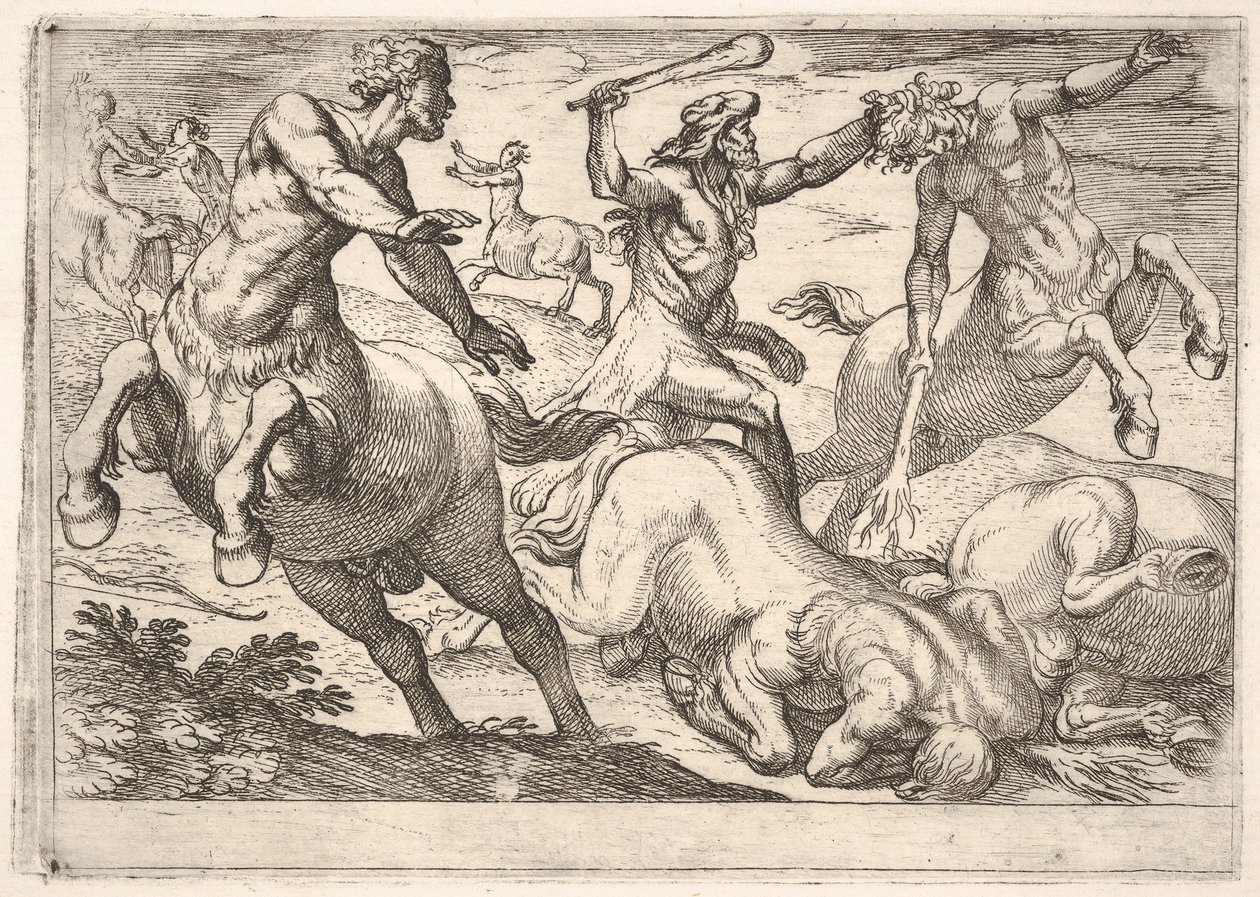 Hercules and the Centaurs: Hercules Holds the Head of a Centaur with ...