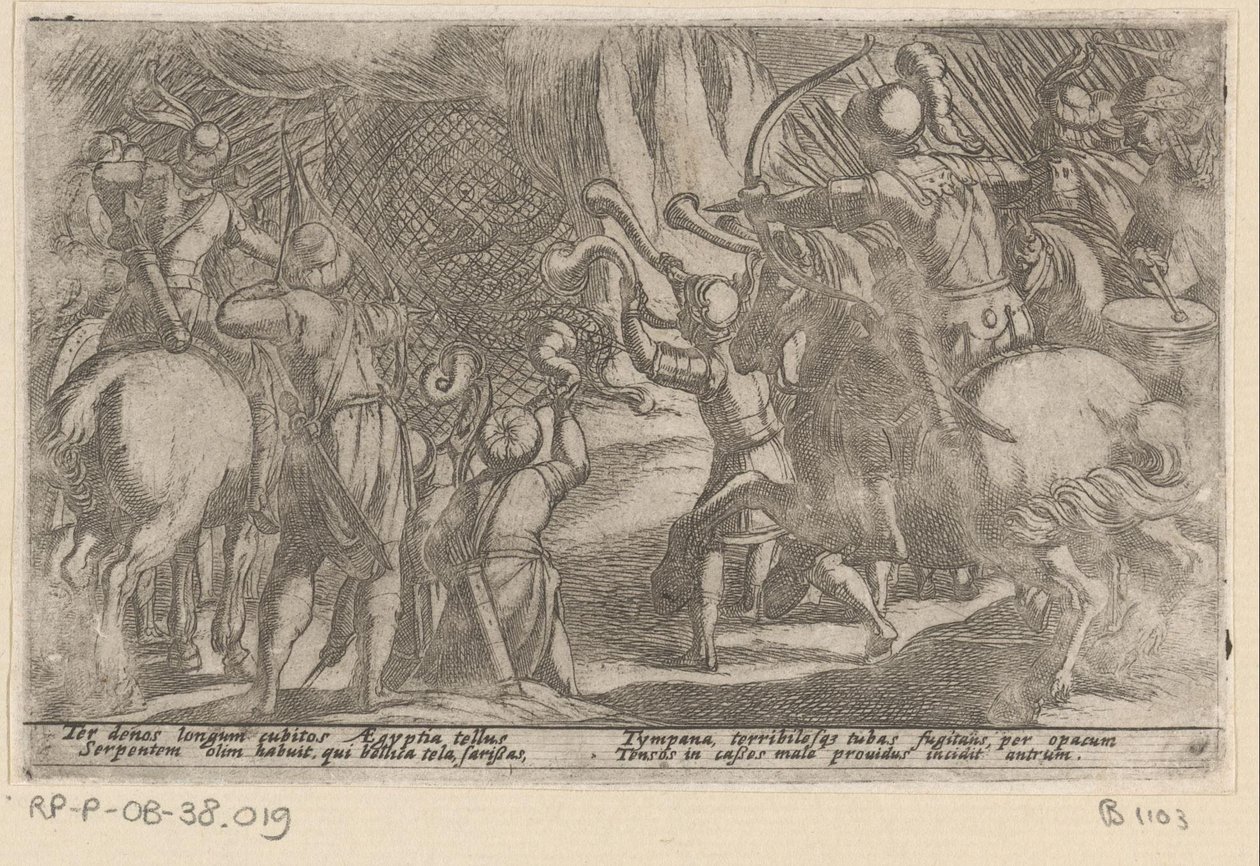 Hunters Catching a Giant Snake by Antonio Tempesta