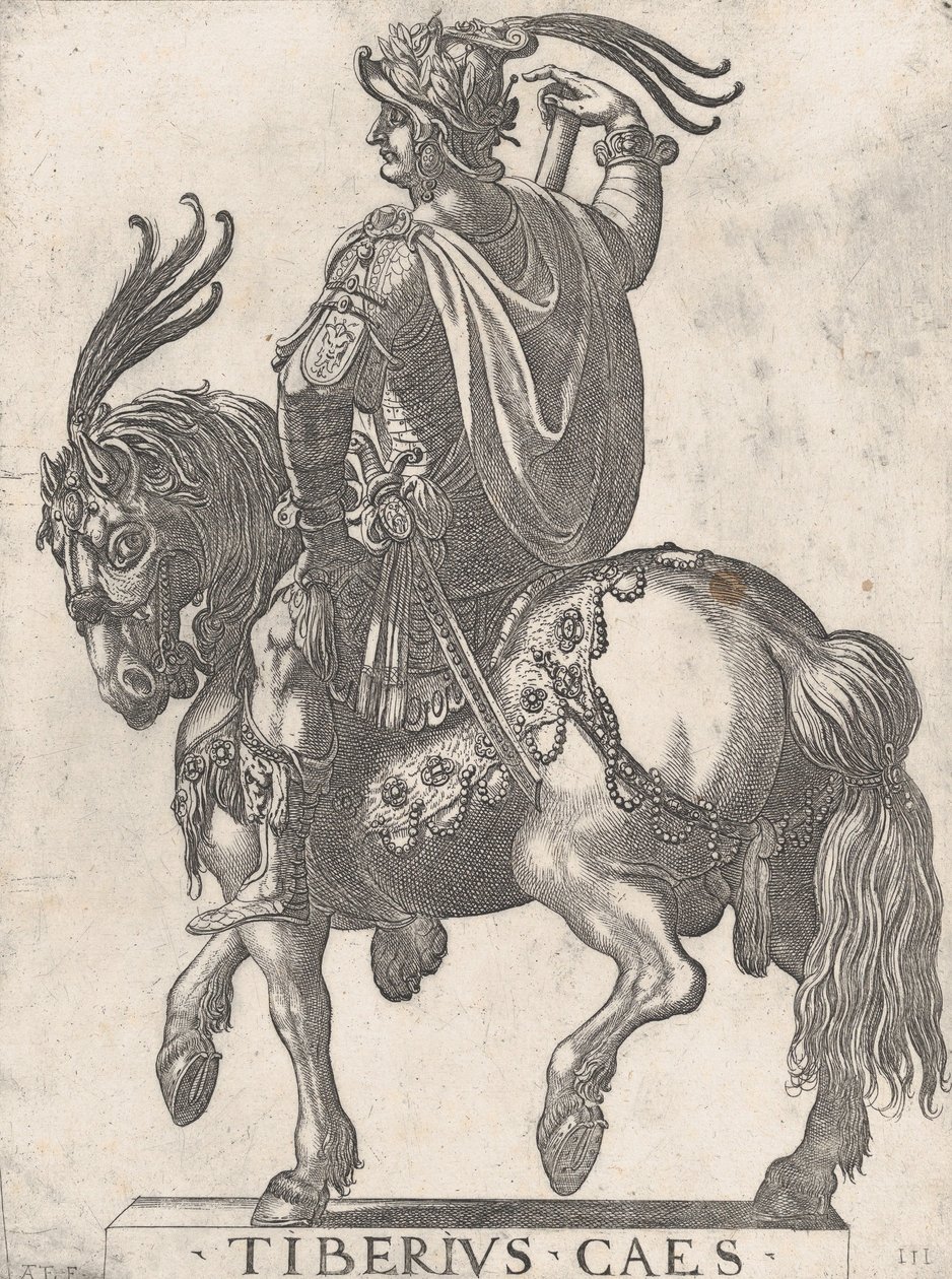 Plate 3: Emperor Tiberius on Horseback, from 'The First Twelve Roman ...