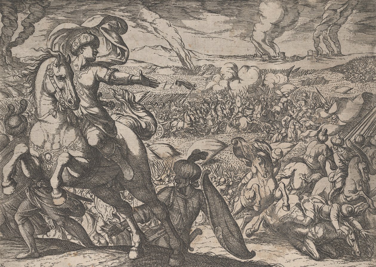 Plate 6: Darius Fleeing from the Battlefield, from The Deeds of ...