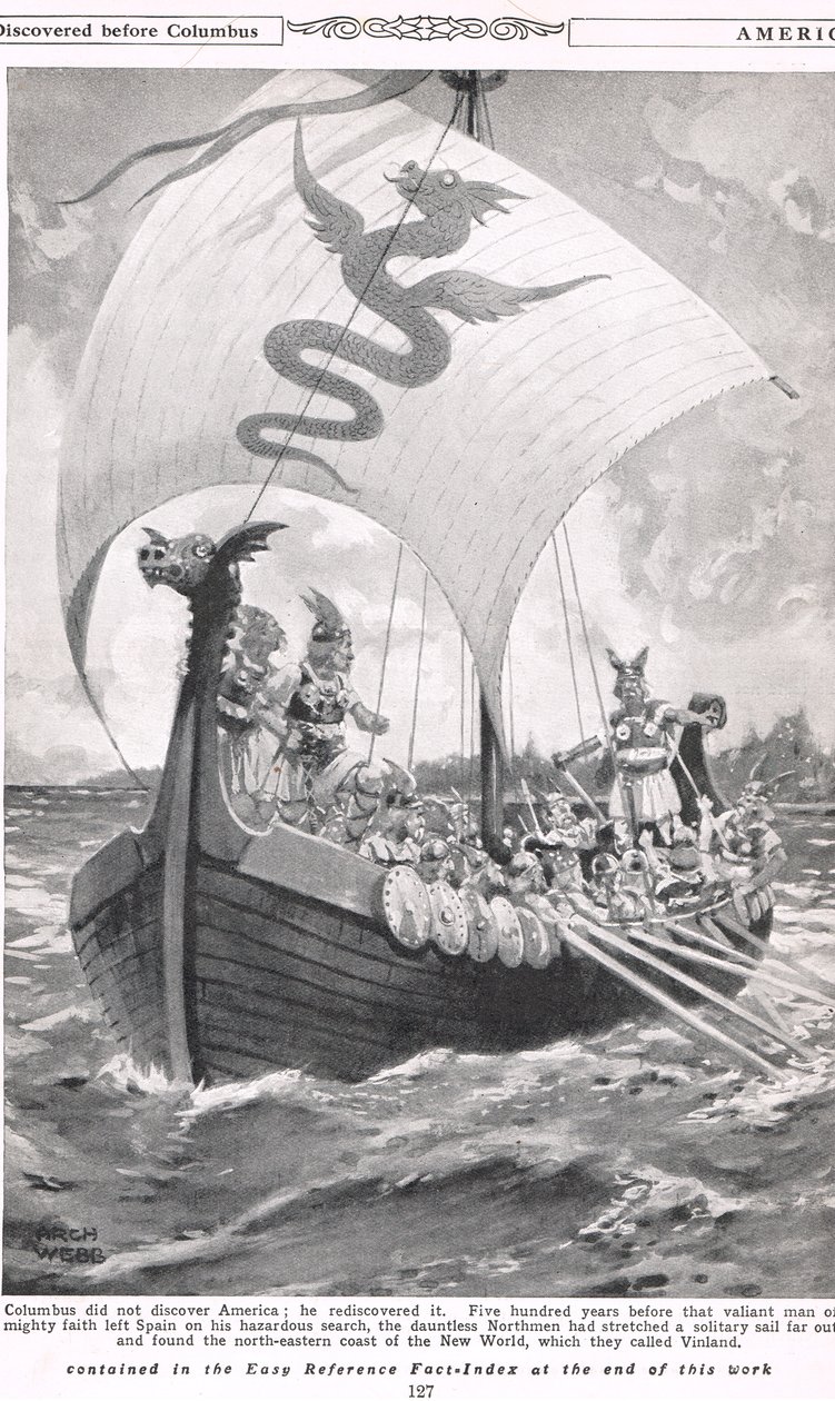 America Discovered Before Columbus, Illustration from 'Newnes Pictorial ...