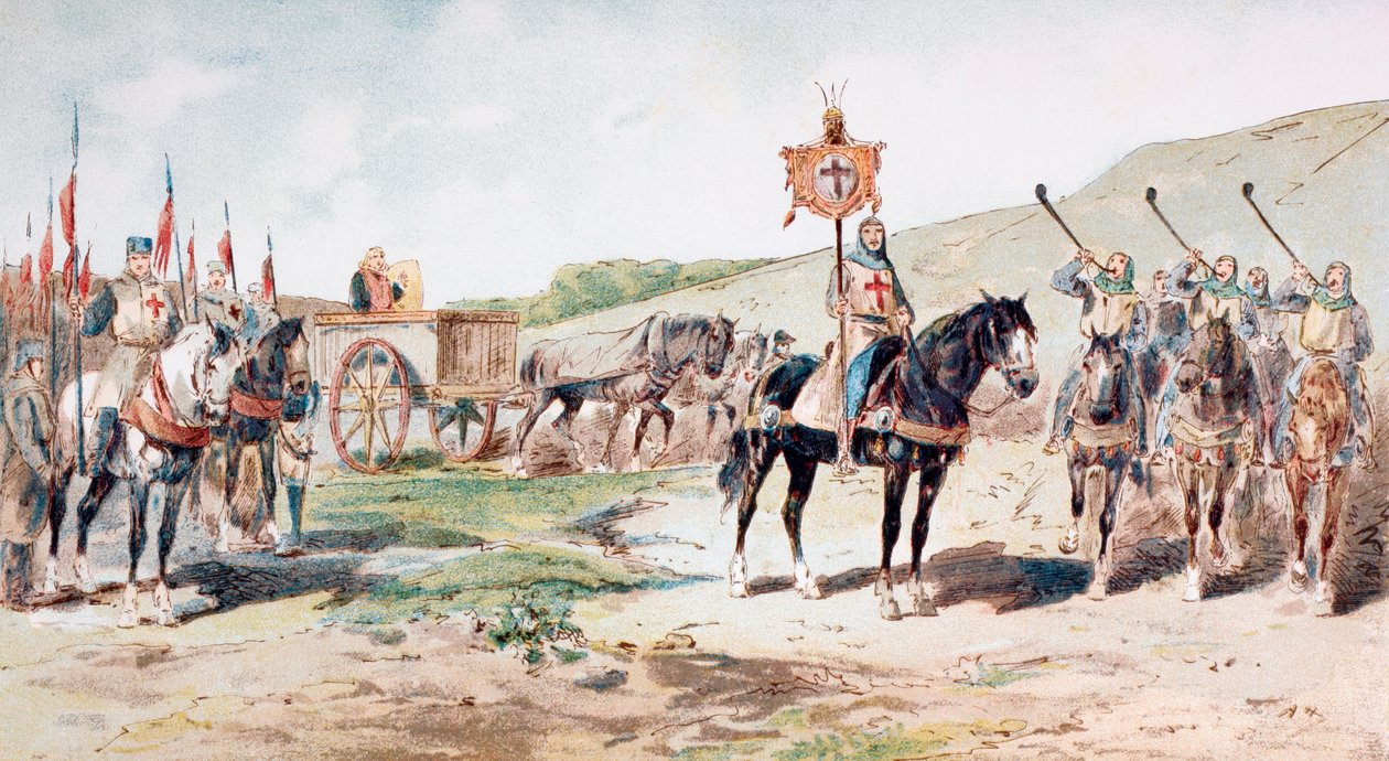 Crusaders on the March in the 11th Century with a Horse-Drawn Supply ...