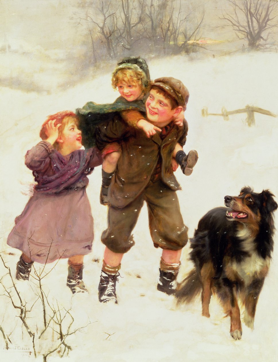 The Piggy Back Ride by Arthur John Elsley: Fine art print