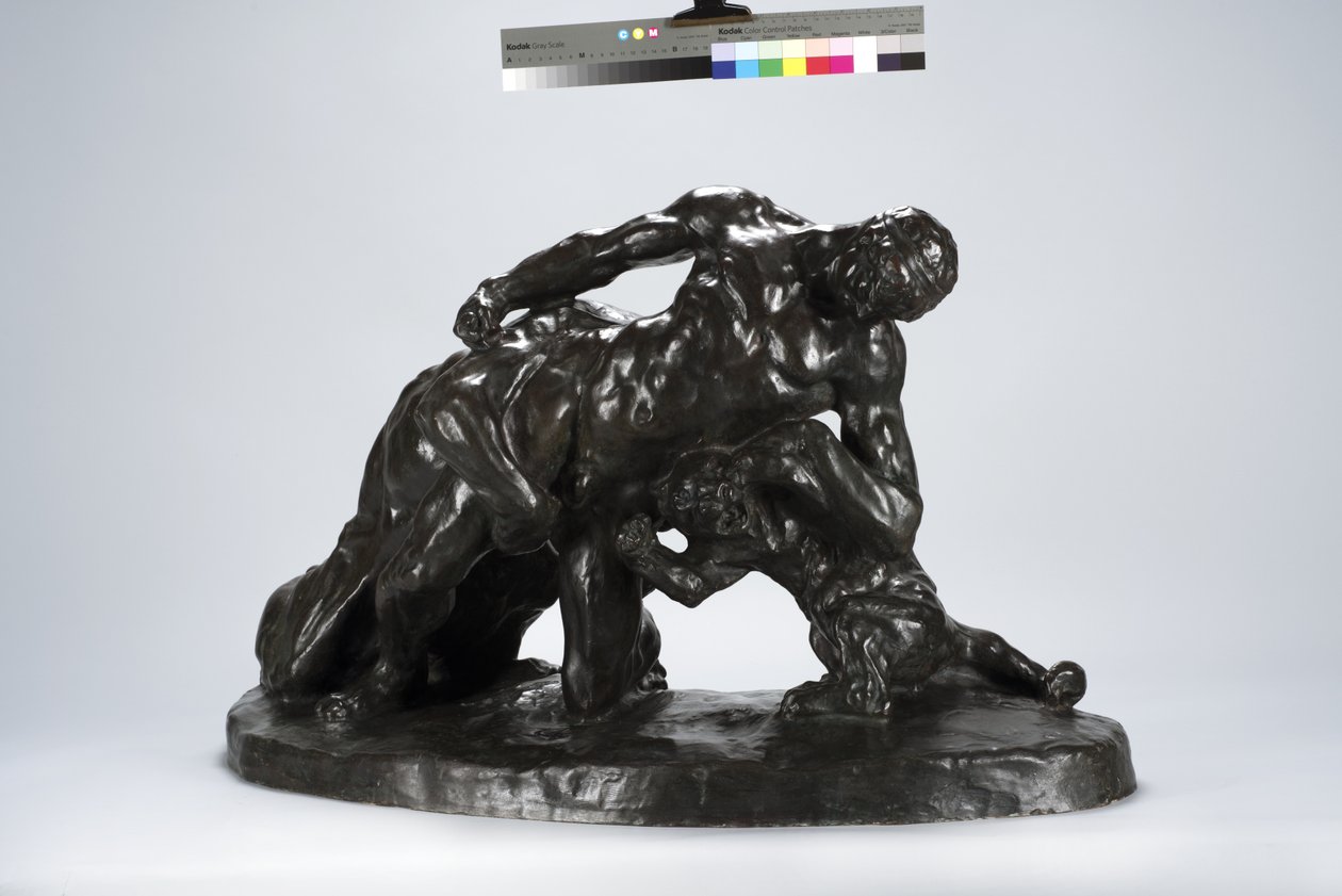 Man Locked in Combat with Lioness Cub by Arthur Putnam