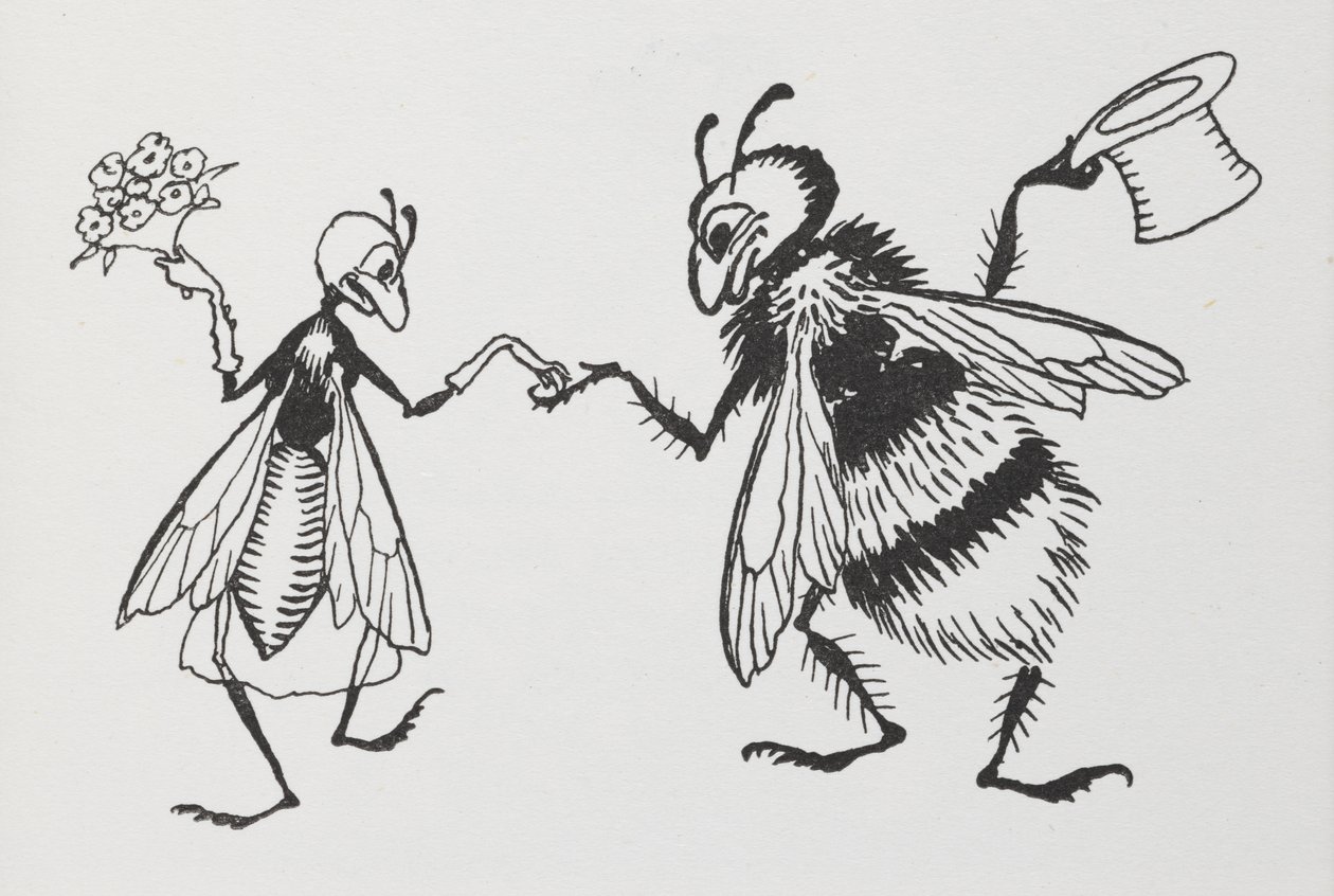 A fly and bee getting married by Arthur Rackham