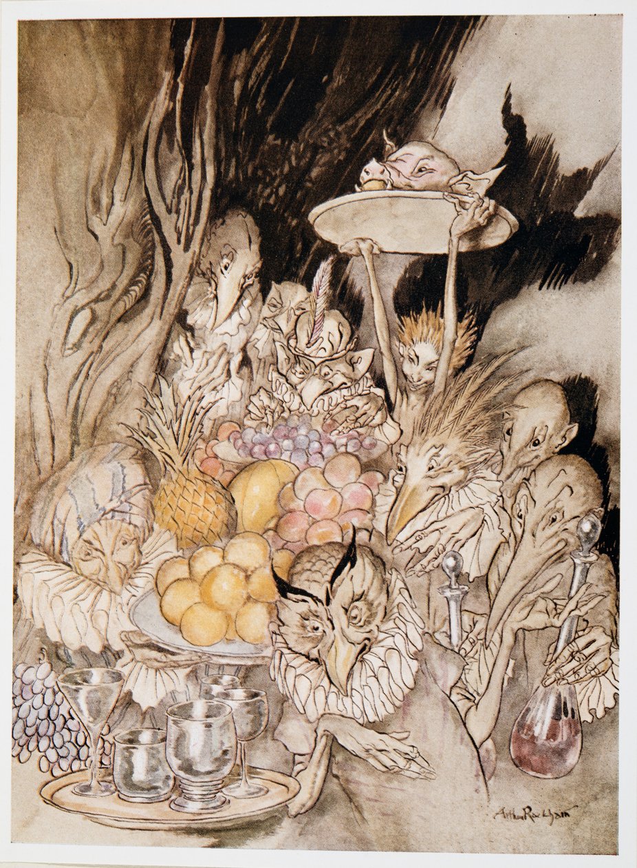 Enter several strange Shapes, bringing in a banquet ?.inviting the King ...