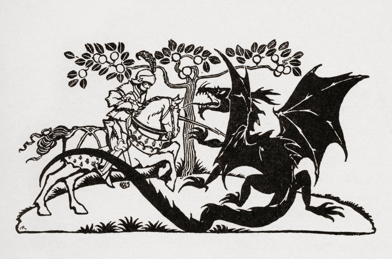 George and the Dragon. From the book English Fairy Tales retold by F.A ...