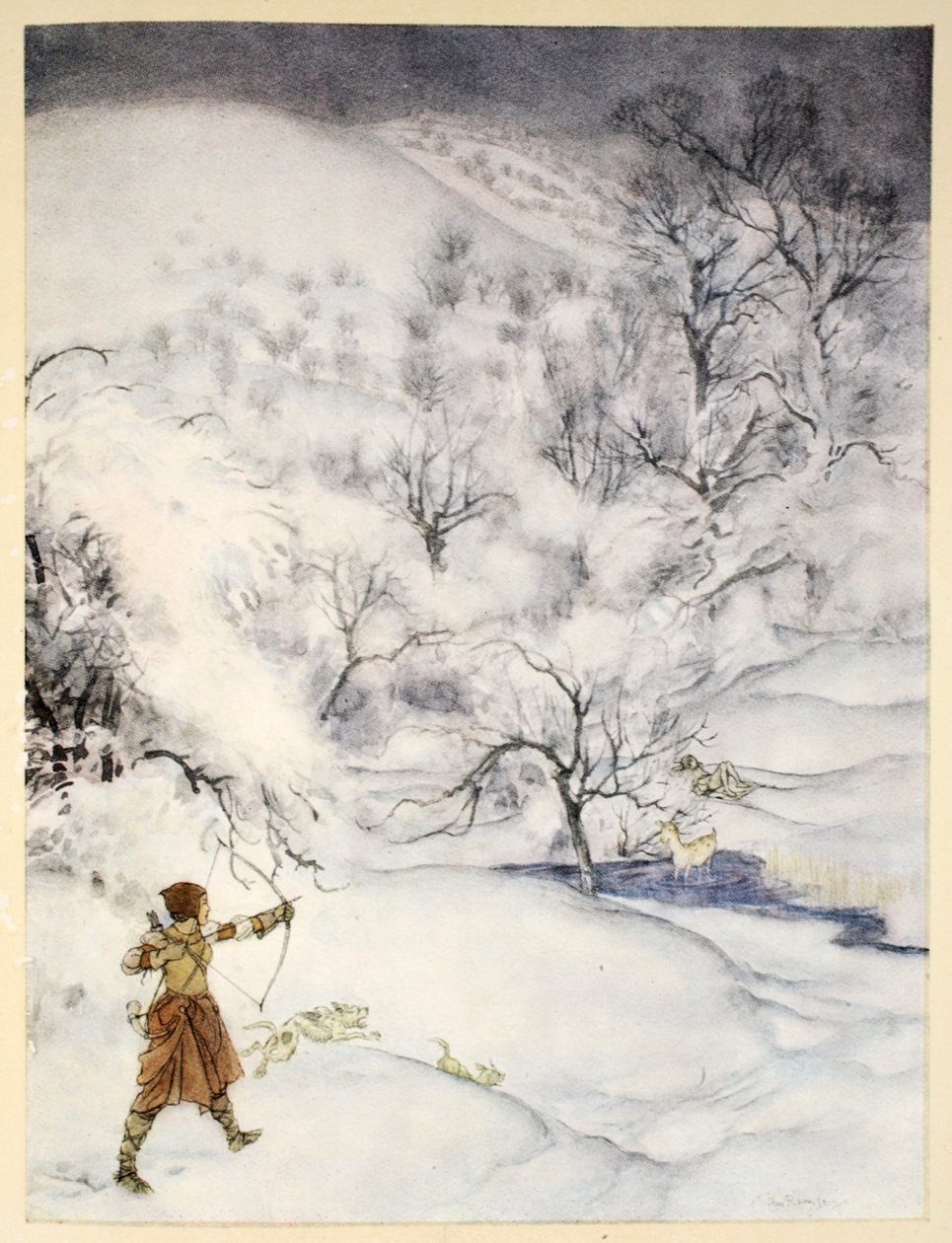 How Sir Launcelot was shot by a gentlewoman hunting, illustration from ...