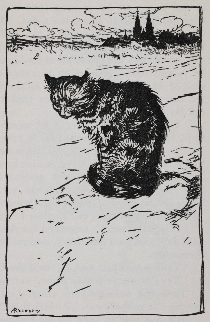Illustration of a cat from The Bremen Town Musicians