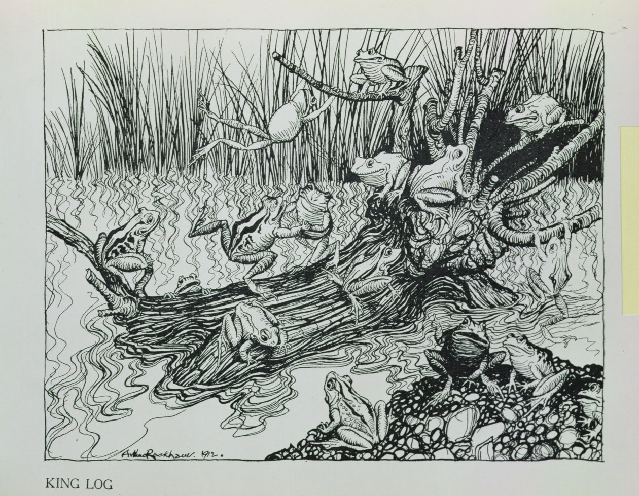 King Log, illustration from 'Aesop's Fables', published by Heinemann