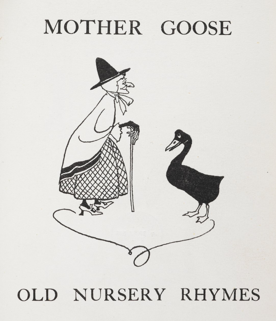 Mother Goose. Old lady with goose by Arthur Rackham