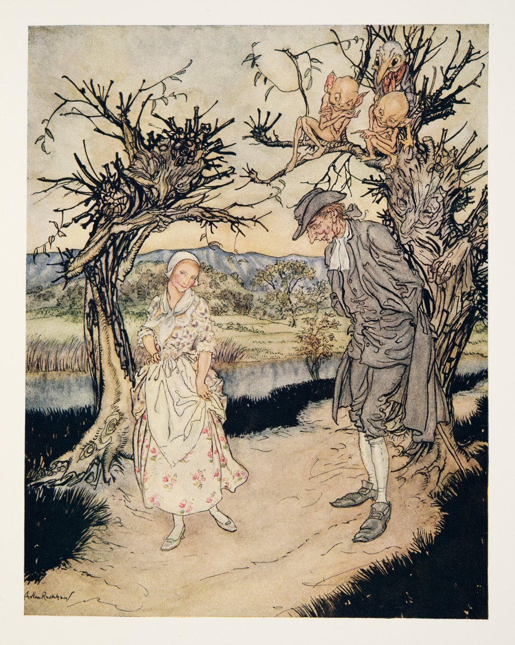 Sauntering along in the Twilight by Arthur Rackham
