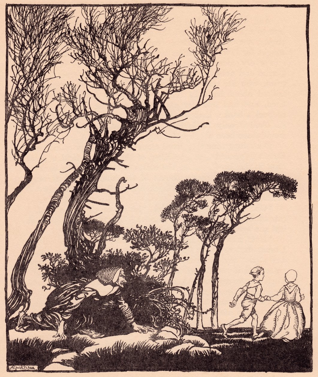 She crept after them secretly, as witches do creep. Illustration by ...