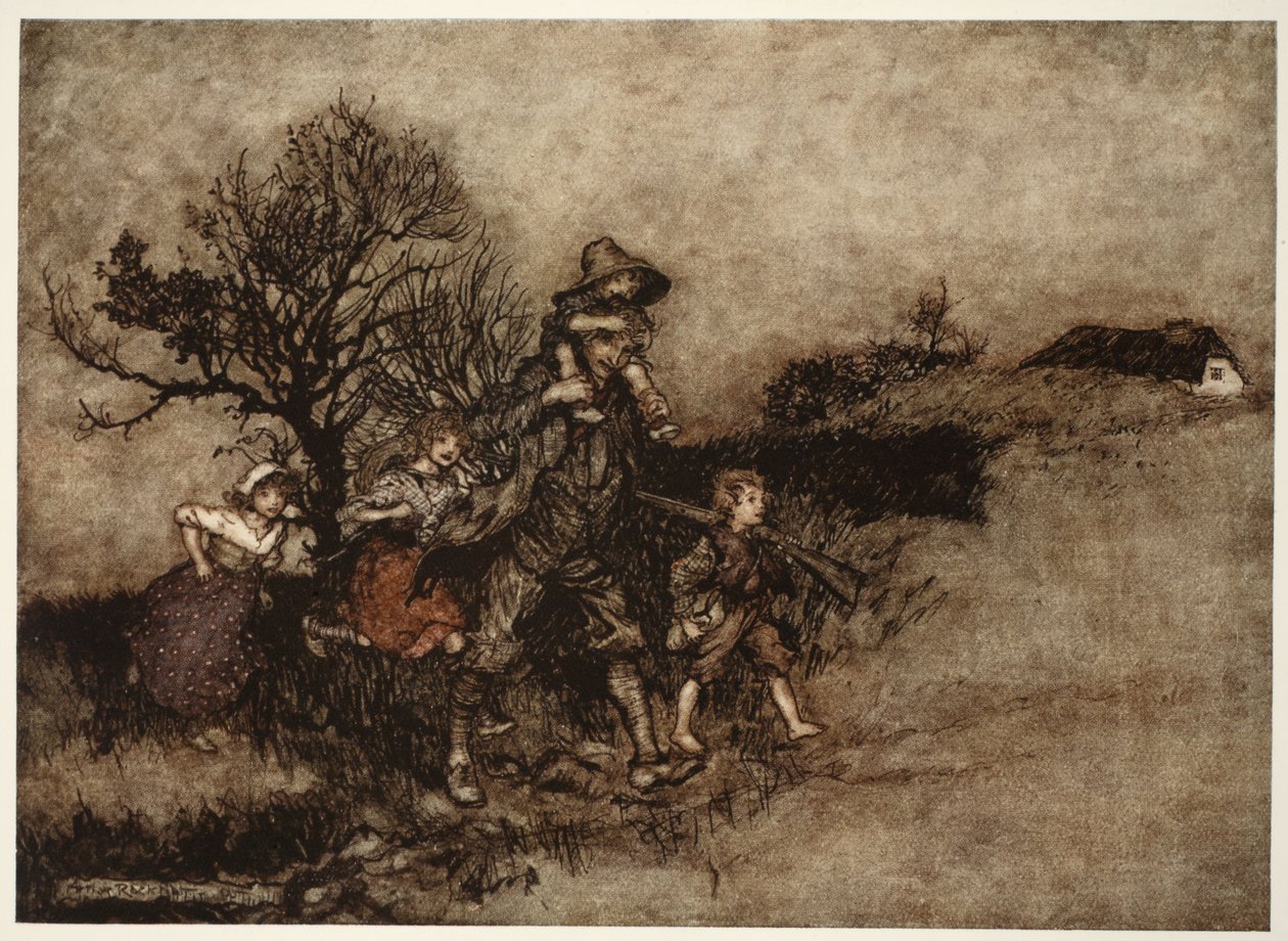 Surrounded by a troop of children, from Rip Van Winkle by Washington Irving