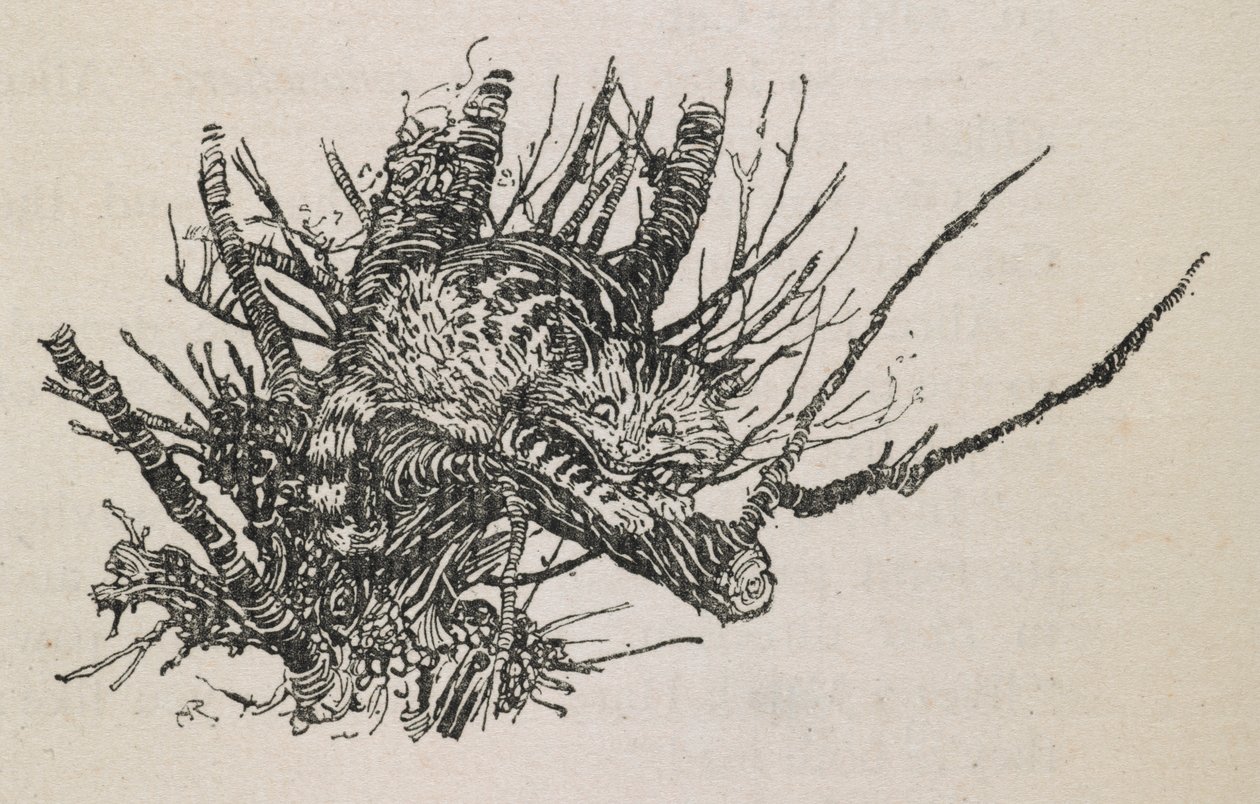 The Cheshire Cat in a tree by Arthur Rackham