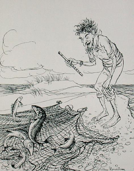 The Fisherman Piping, Illustration from 'Aesop's Fables'