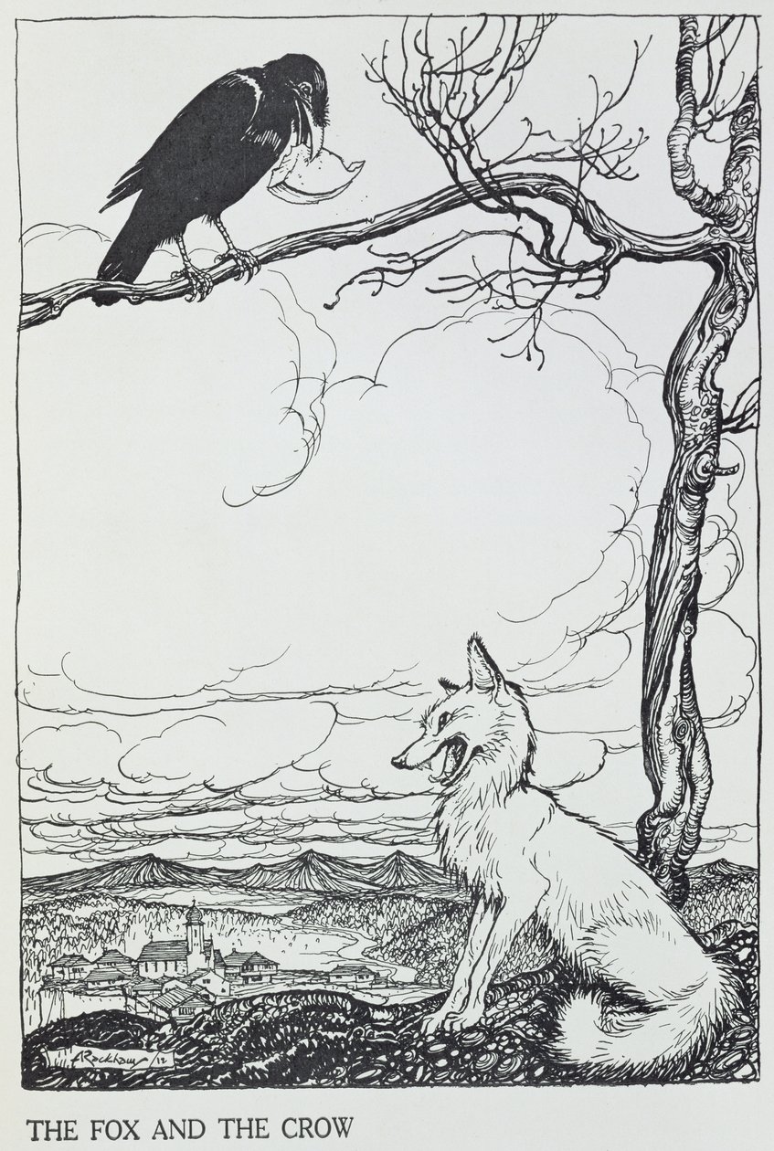 The Fox and the Crow, illustration from 'Aesop's Fables', published by ...