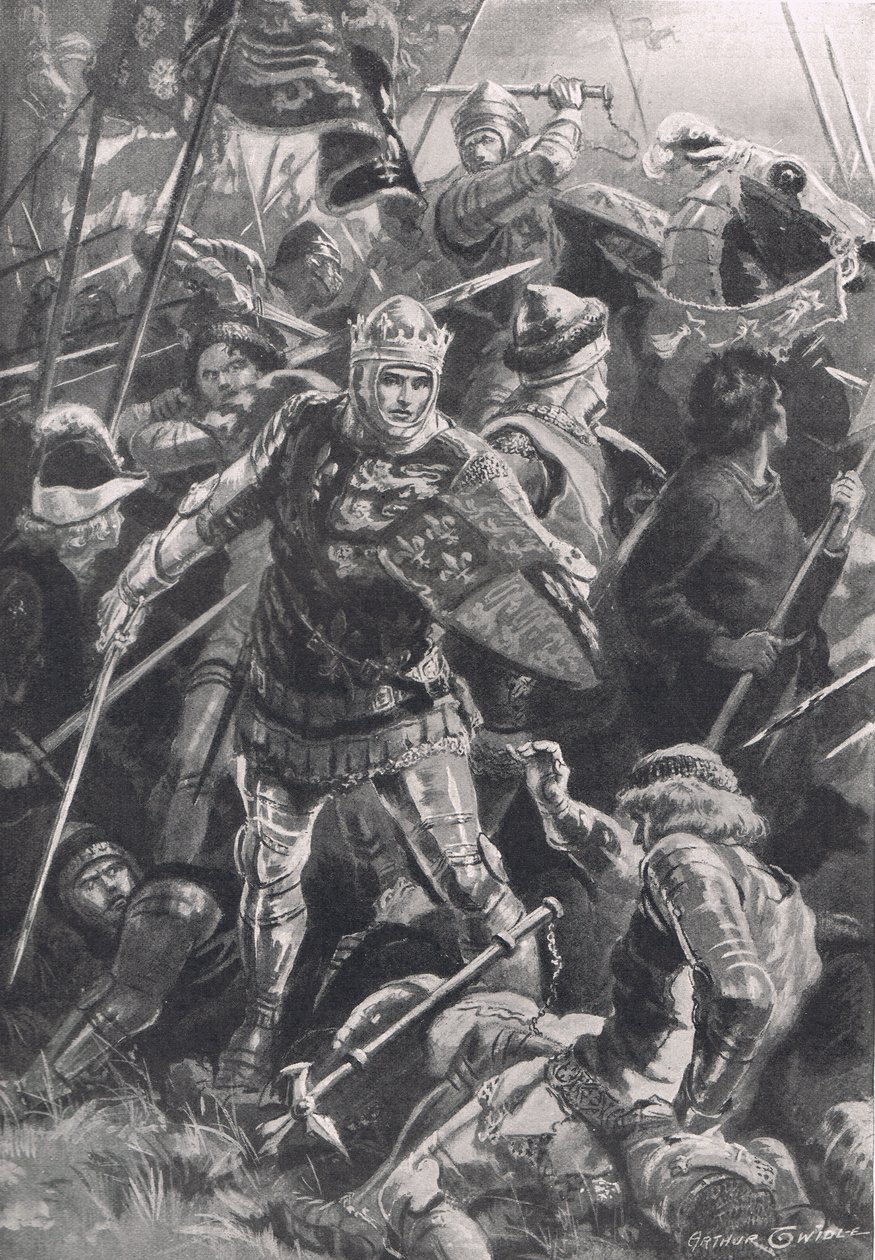 Henry V and the Duc D'Alencon at the Battle of Agincourt, illustration ...