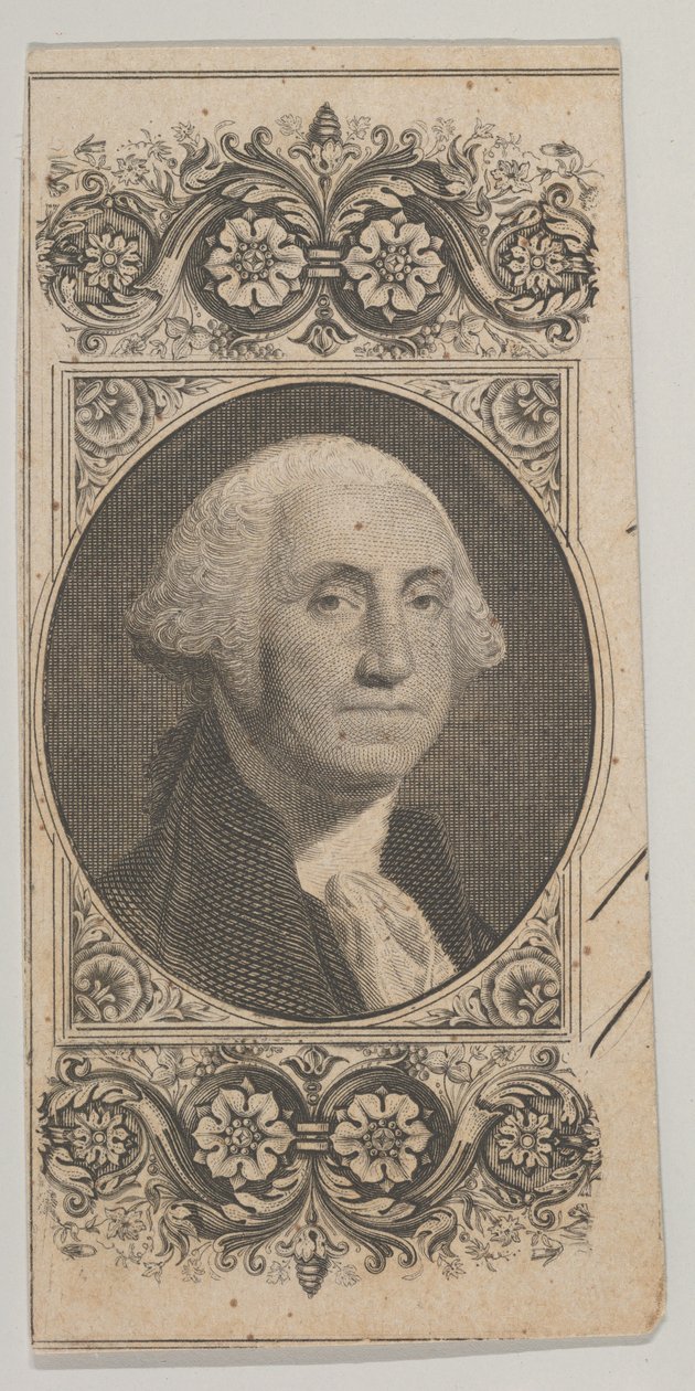 Banknote Motif: Portrait of George Washington in a Decorative Panel