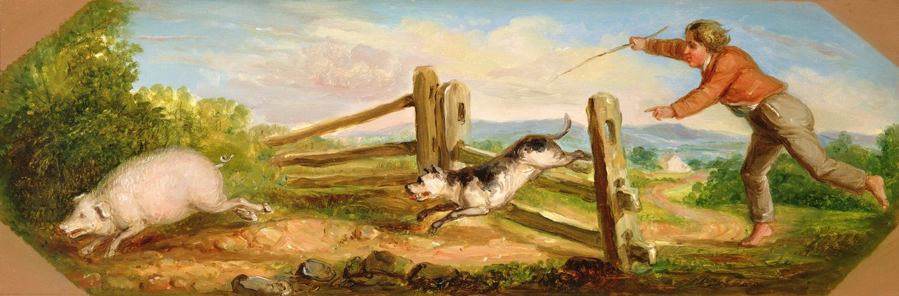 Boy Chasing a Pig, 1836 by Asher Brown Durand