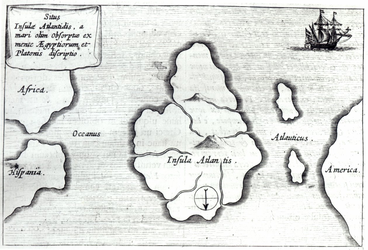 Map of Atlantis, from 'Mundus Subterraneus'
