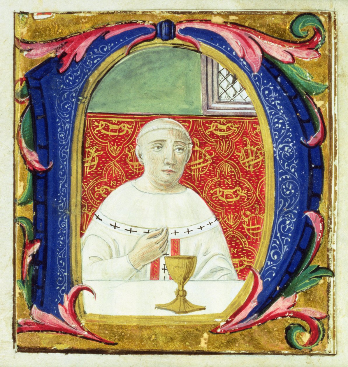 Historiated Initial 'N' Depicting a Pope (Leon X) Performing a Mass