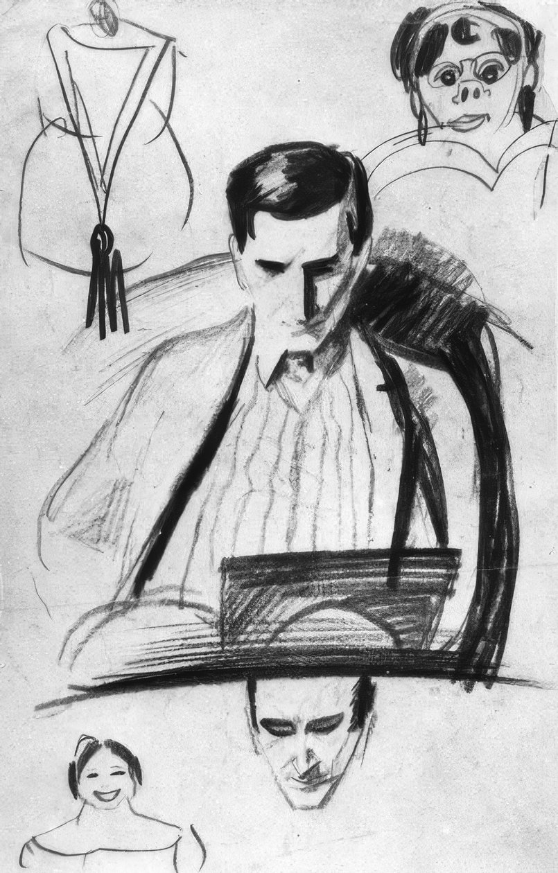 Franz Marc, Portrait / Drawing Macke by August Macke