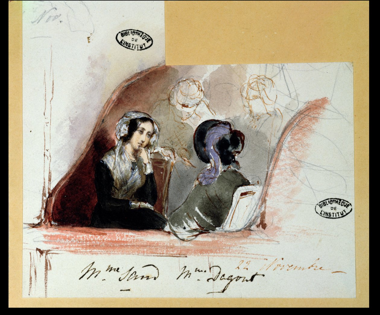 George Sand and Marie de Flavigny, Countess of Agoult, at the Comedie ...