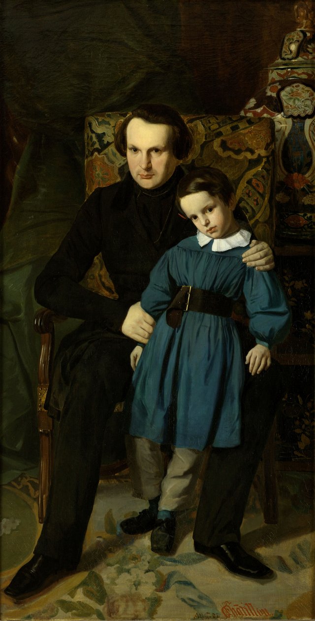 Portrait of Victor Hugo with his son, 1836