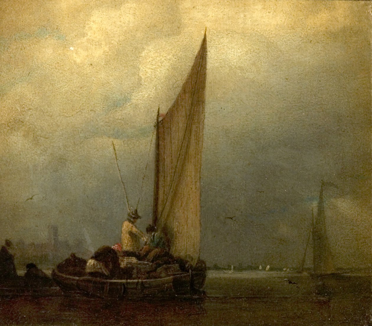 A River Scene with Barges by Augustus Wall Callcott