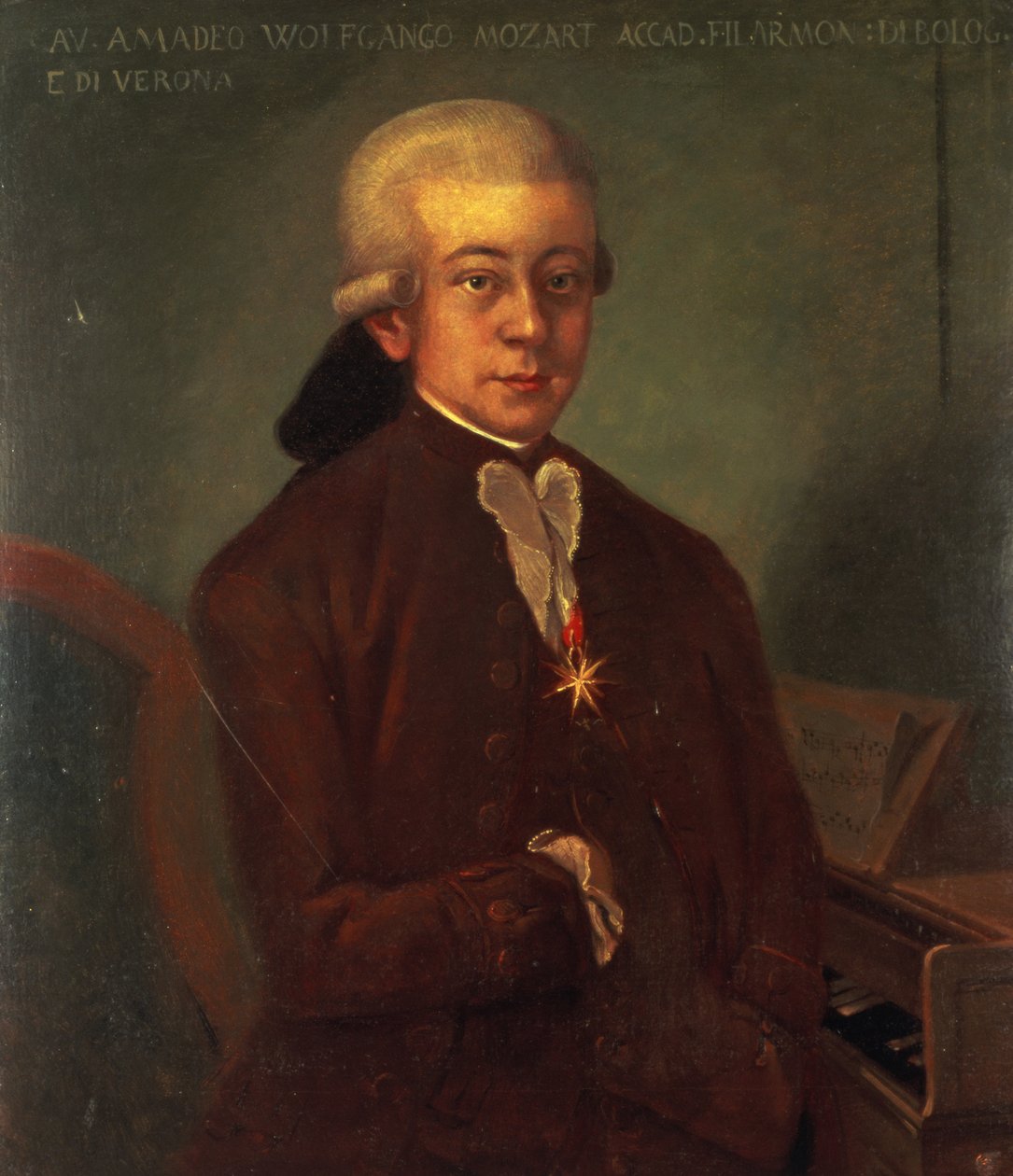 Portrait of Wolfgang Amadeus Mozart wearing the Order of the Golden ...