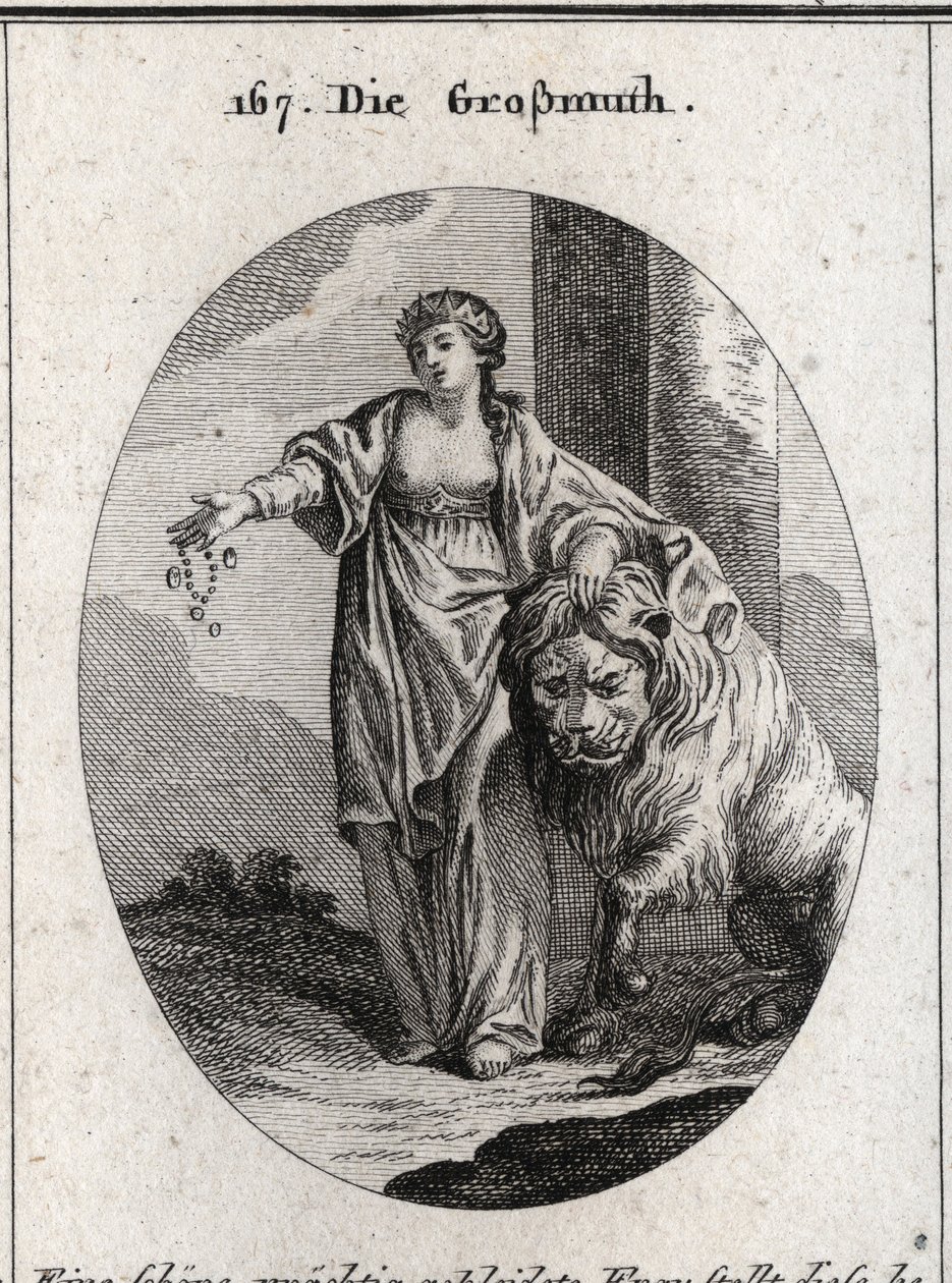 Allegory of generosity bearing a golden crown on the head and chest ...