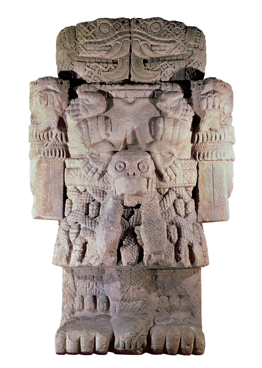Aztec civilization: stone statue of the Goddess of the Earth, Creation ...