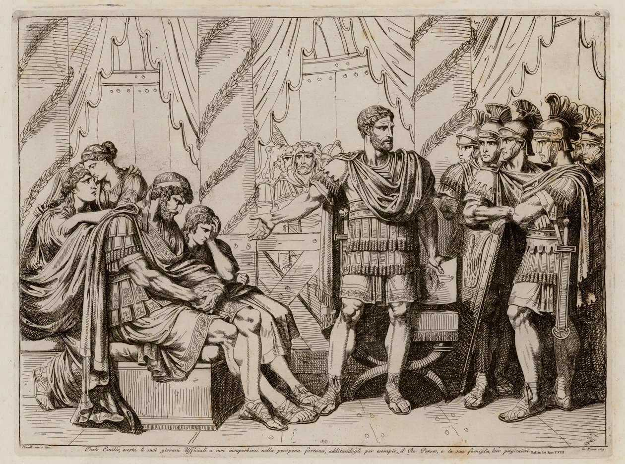 Lucius Aemilius Paullus Macedonicus pointing to the defeated King ...