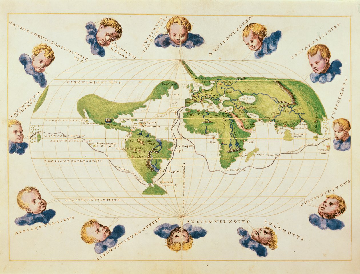 Map of Magellan's Voyage Around the World, c.1540
