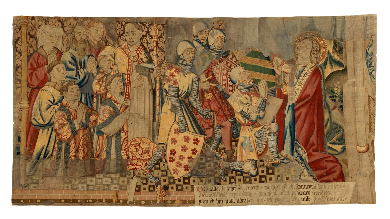 Tapestry fragments from a tapestry depicting The Seven Sacraments