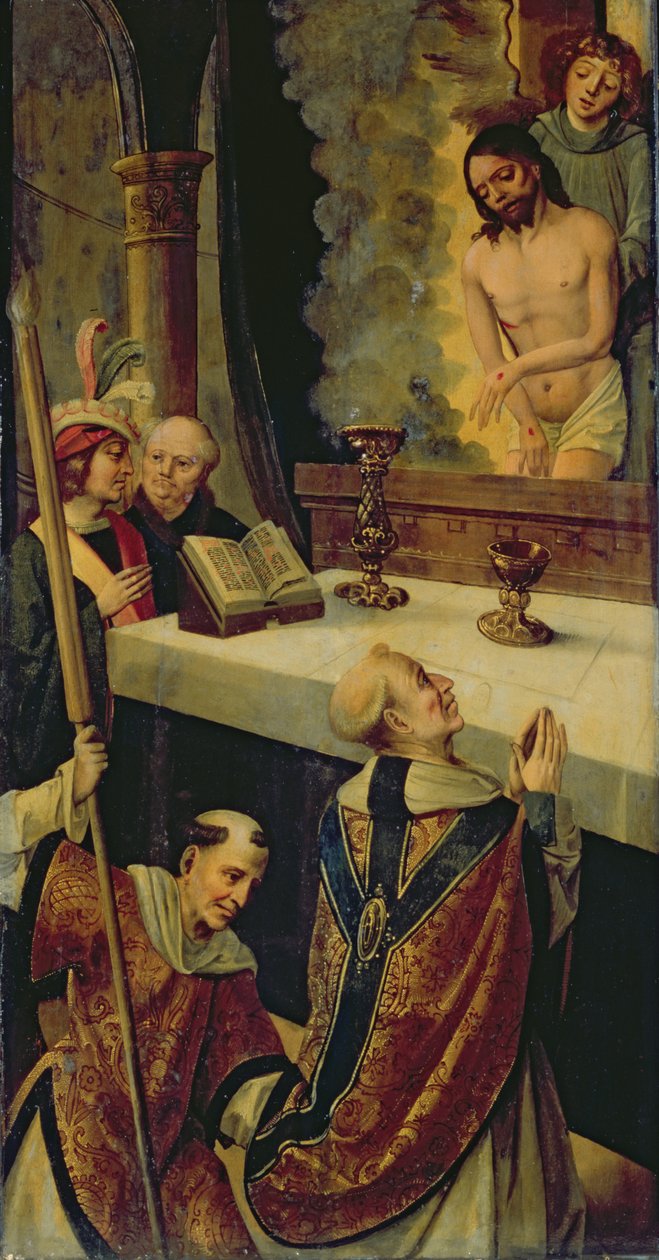 The Mass of St Gregory by Belgian School: Fine art print
