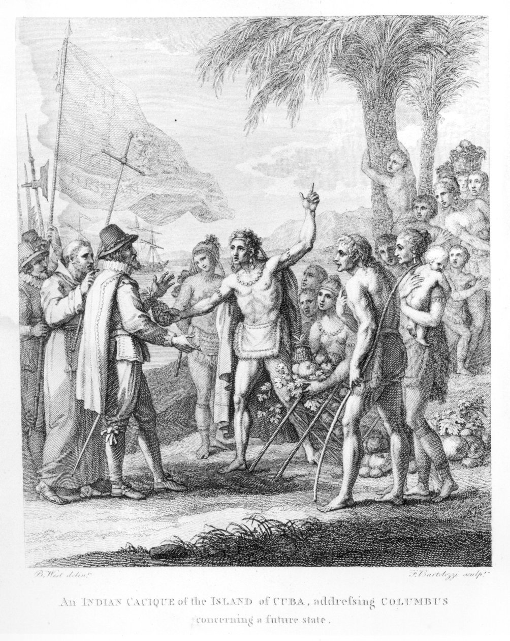 An Indian Cacique of the island of Cuba addressing Columbus concerning ...
