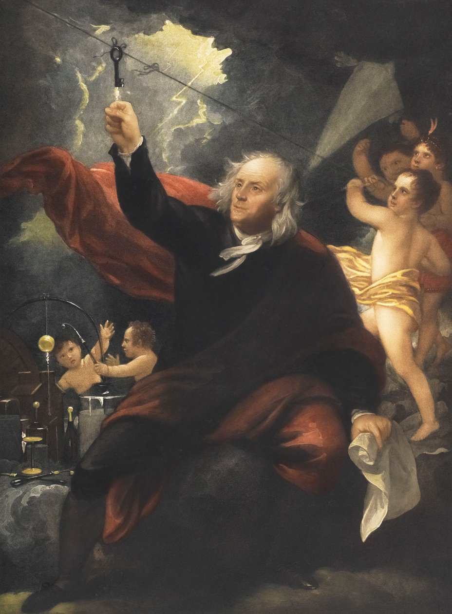 Benjamin Franklin Kite Experiment by Benjamin (after) West