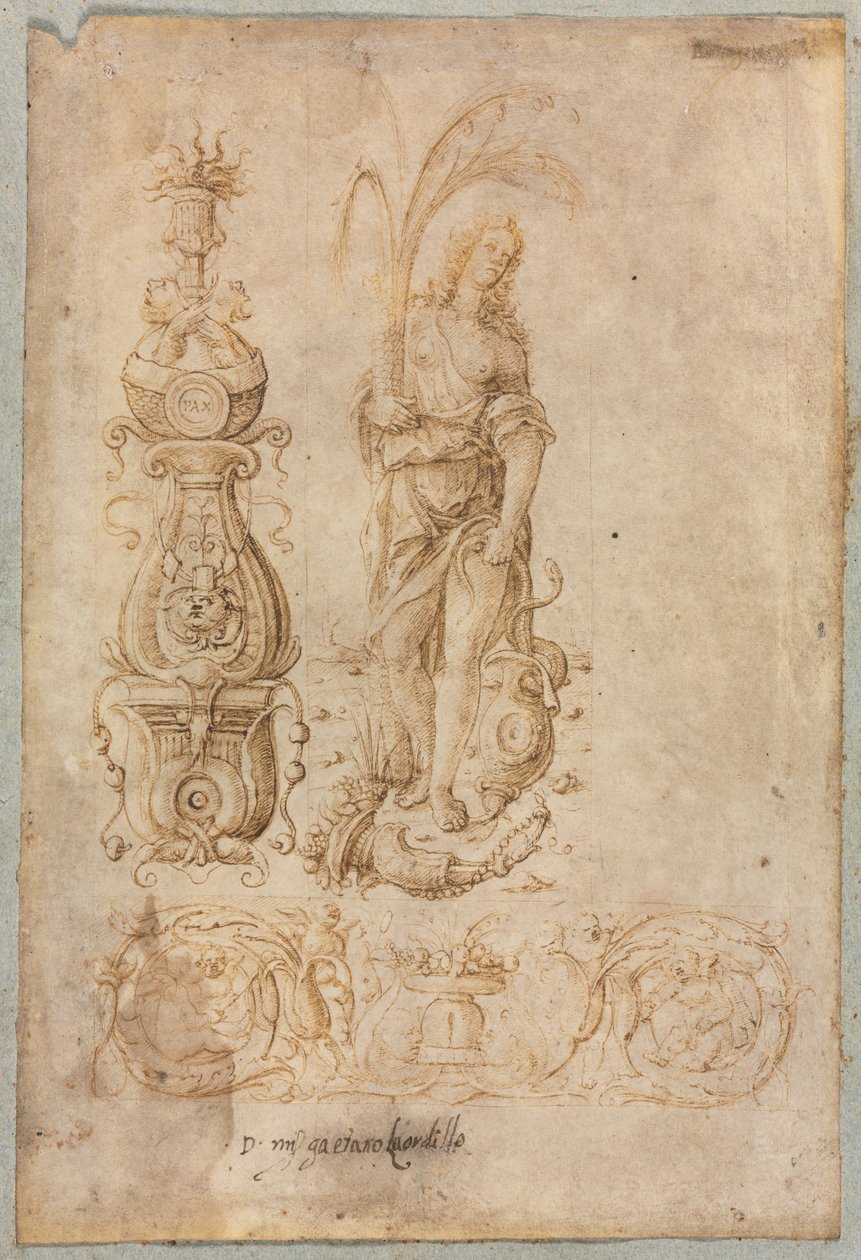 Design for a Candelabrum, Allegorical Figure of Abundance, Ornamental ...