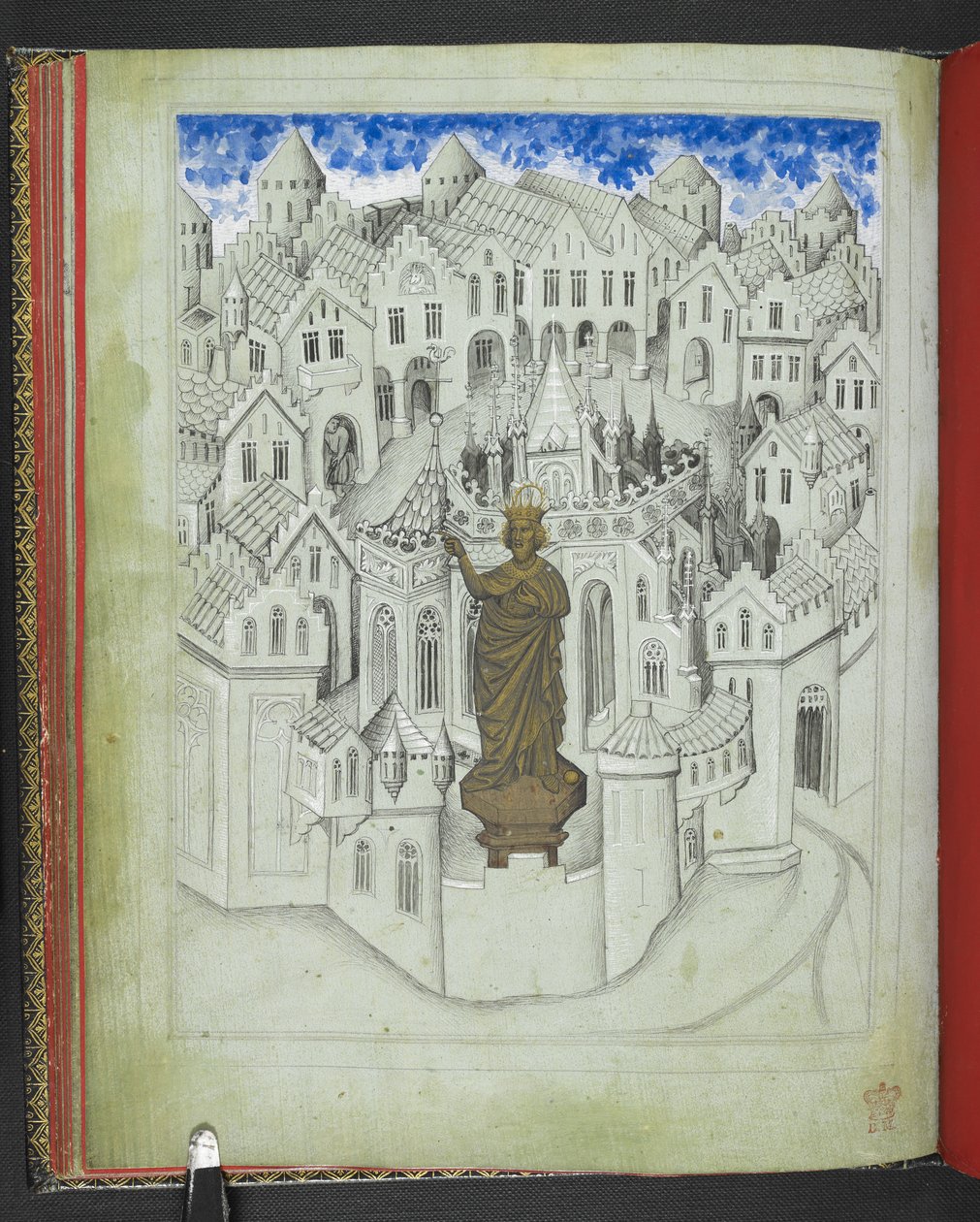 The city of Constantinople, with a large statue of the Emperor ...