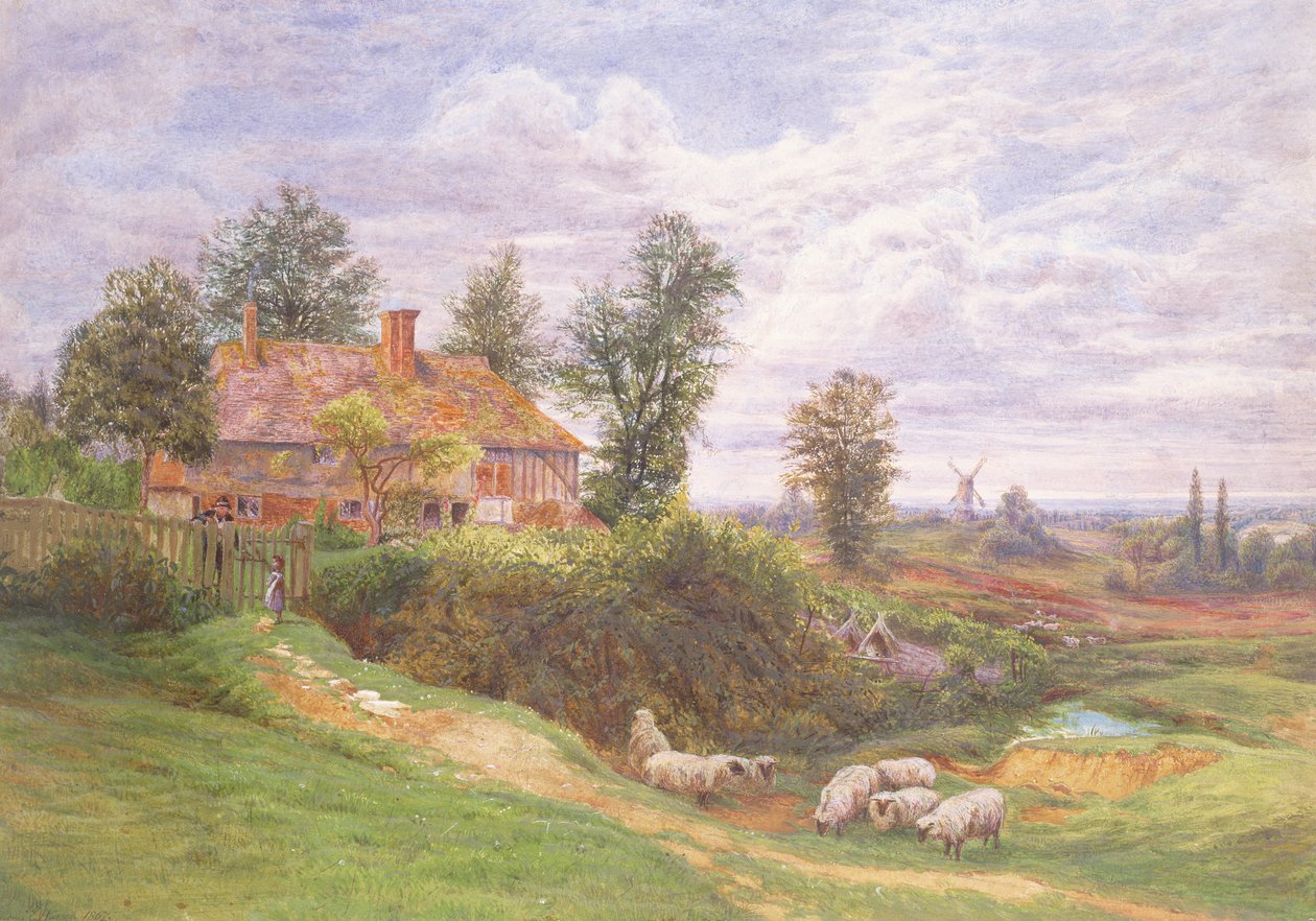 A Country Scene with Windmills by Bonami Edward Warren