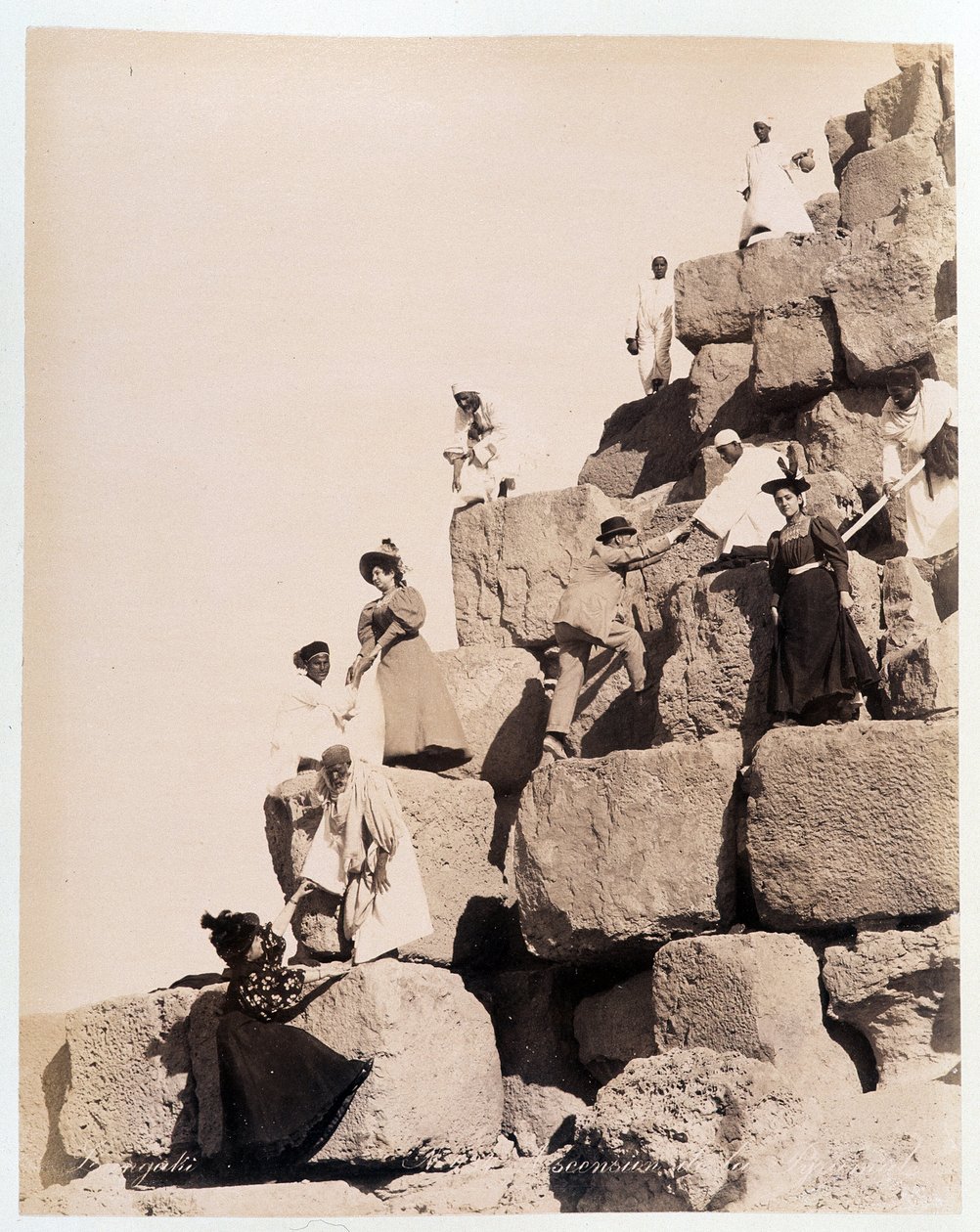 Climbing a Pyramid by Tourists - Photograph by the Zangali Brothers ...